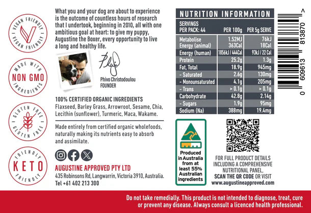 Augustine’s SuperBoost (100% certified organic) – Pet Furmacy